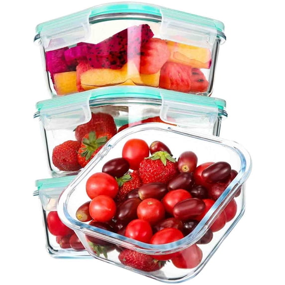 Glass Food Storage Containers with Airtight Snap Locking Lids BPA Free ...