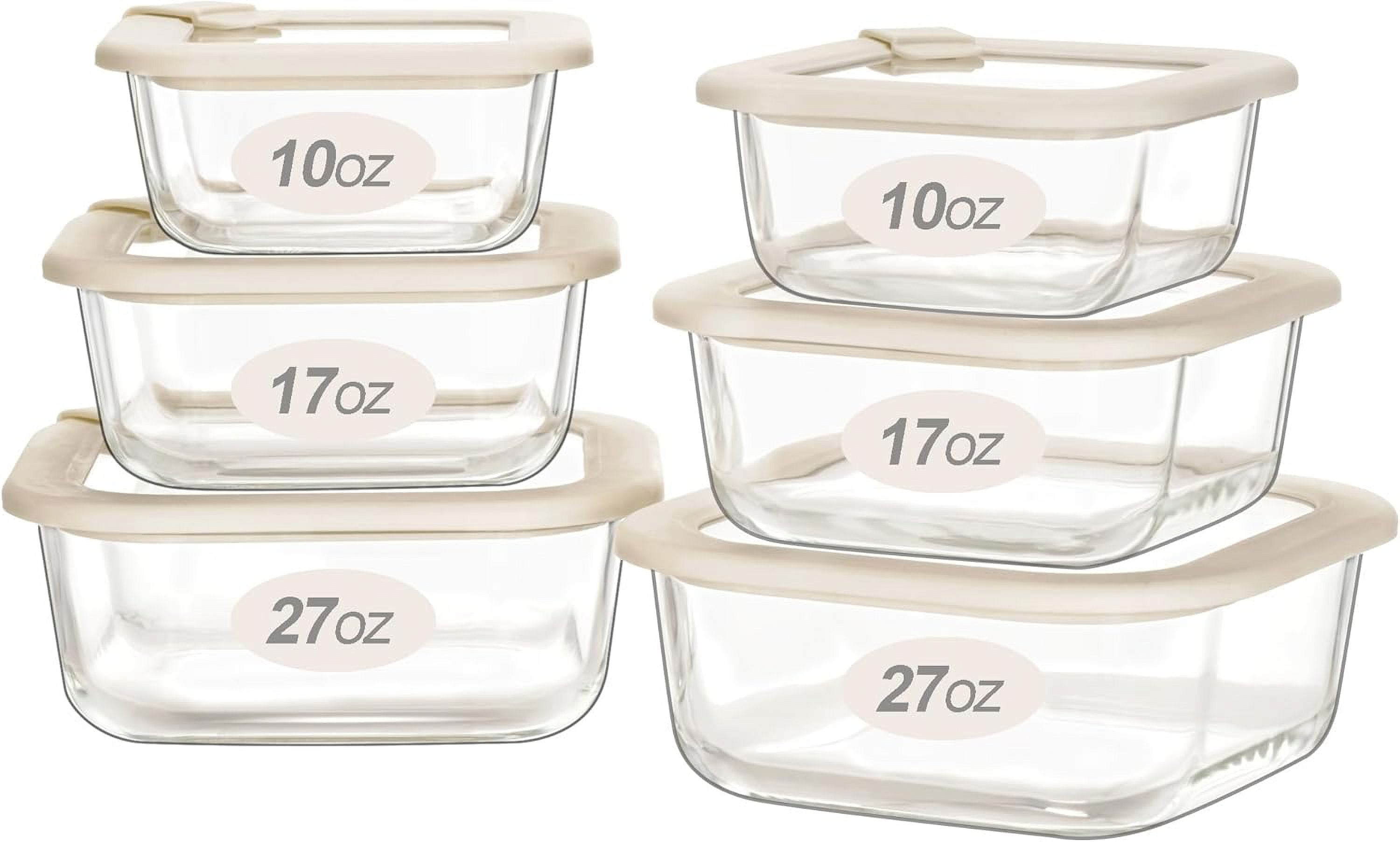 Glass Food Storage Containers with Glass Lids, Microwave Safe Food ...