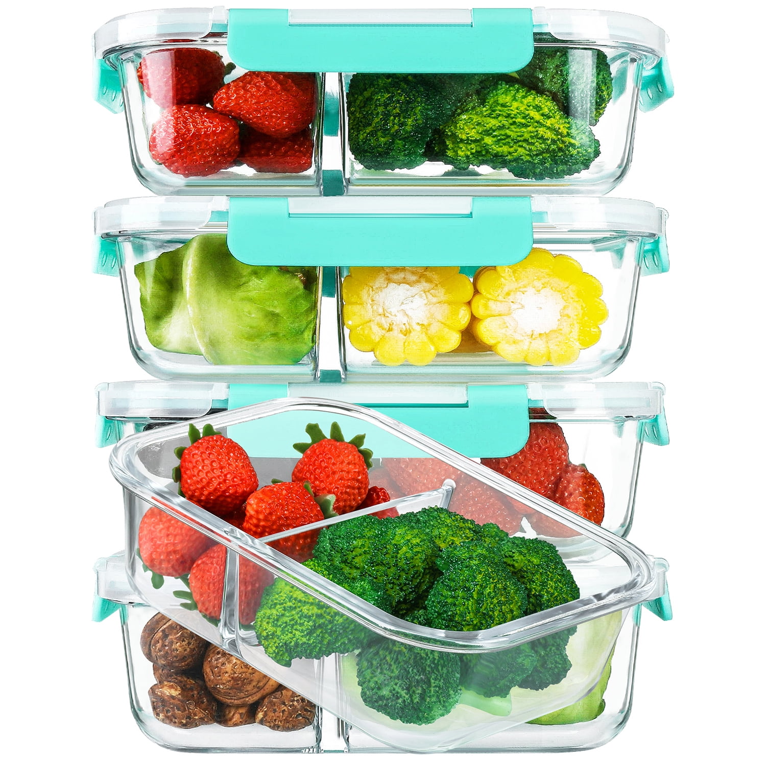 Glass Food Storage Containers with Lids, 36 Oz 5-Pack, Glass Meal Prep ...