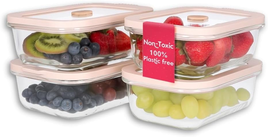 Glass Food Containers 4-Pack - Sealing jars for supermarkets - Walmart ...