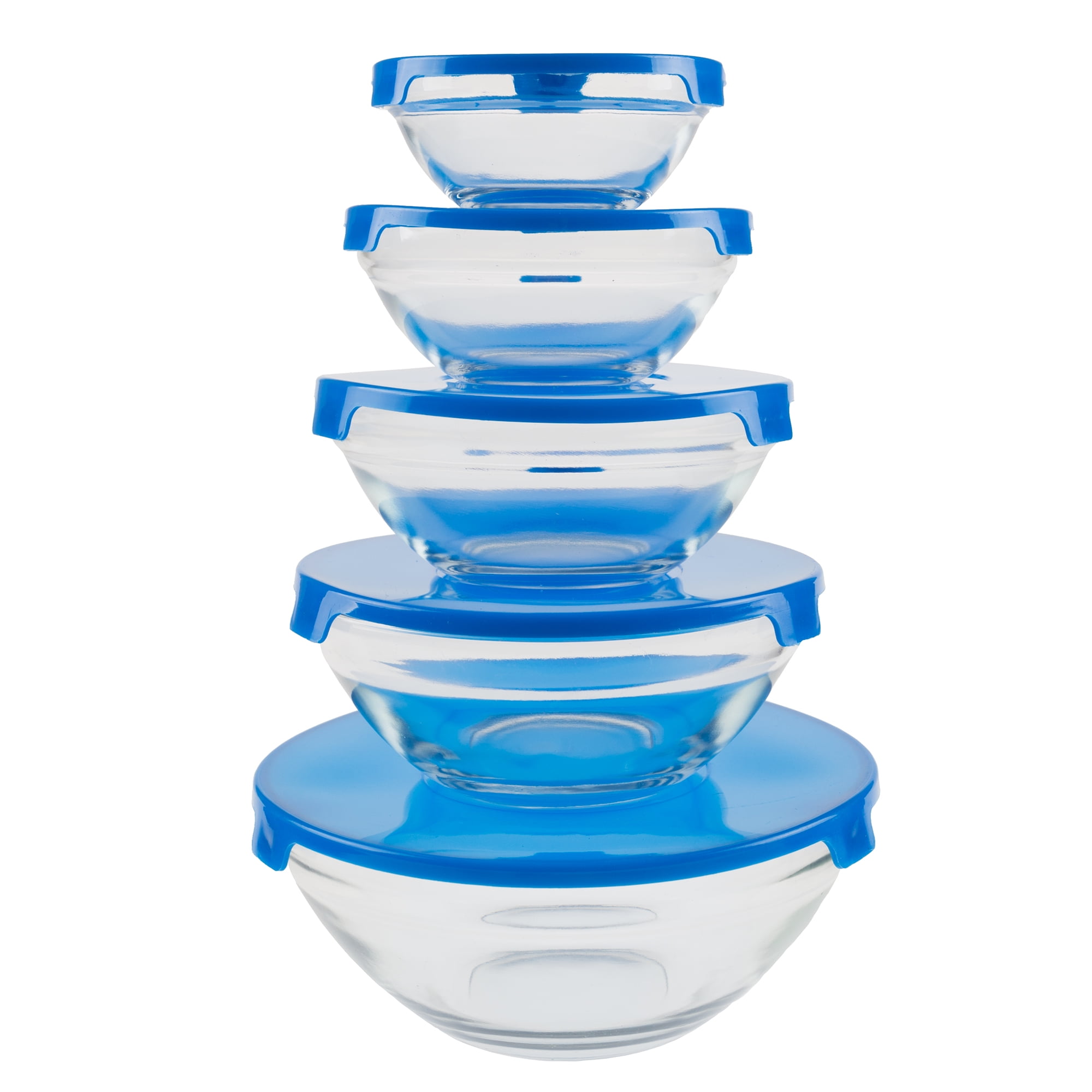 Glass Food Storage Containers with Snap Lids- 10 Piece Set by Chef ...