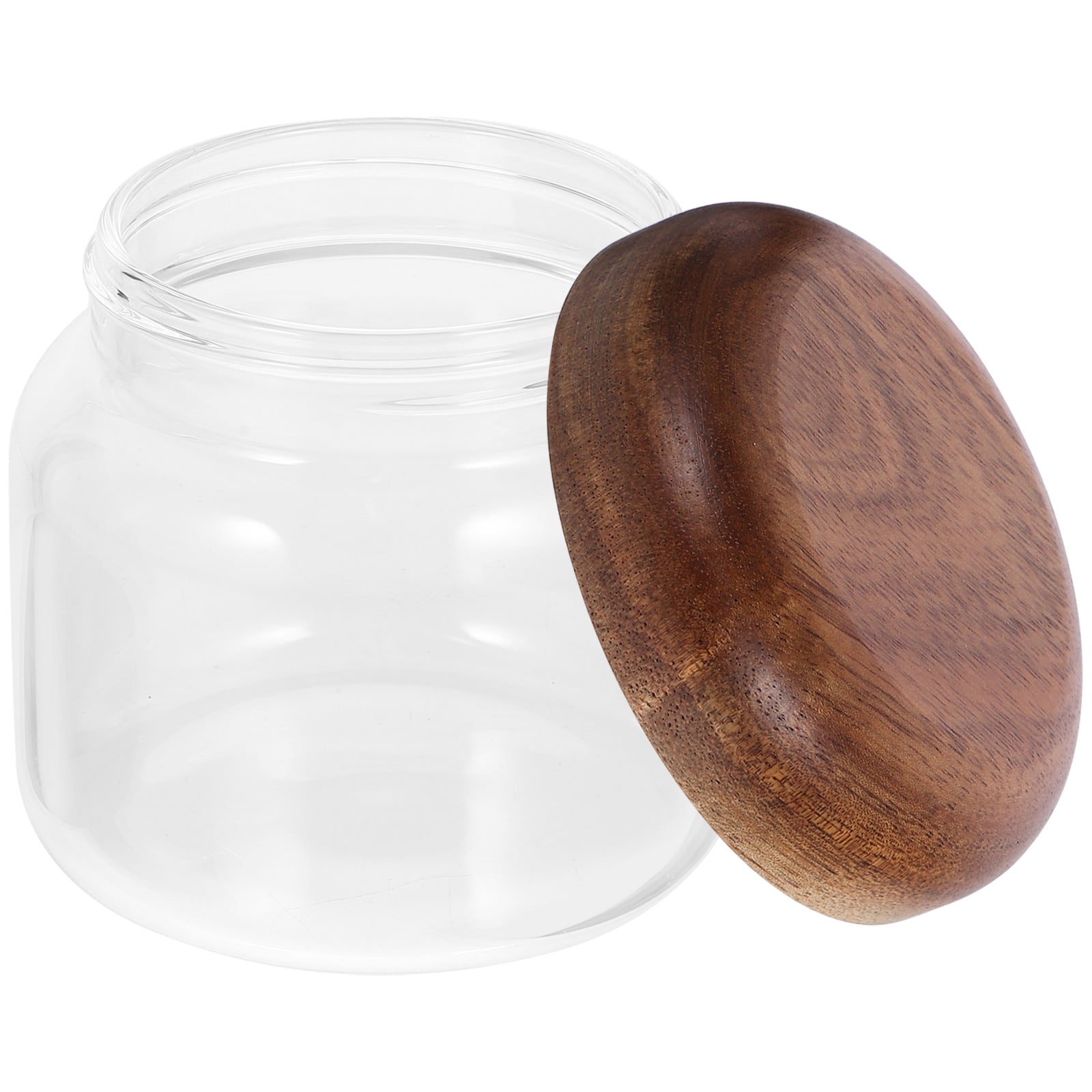 Glass Food Storage Jar Airtight Seal Wood Lids Kitchen Food Storage ...