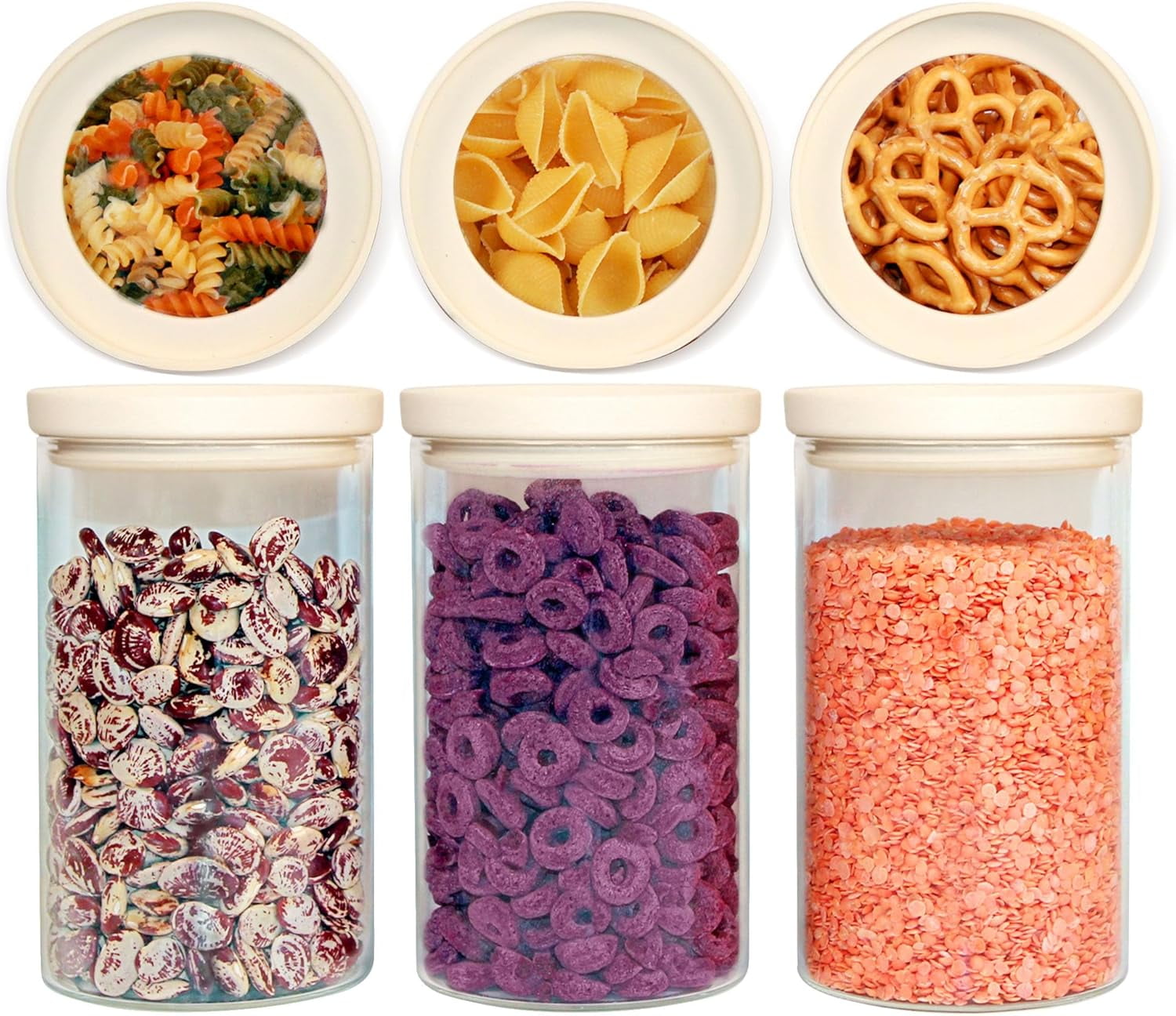 Glass Food Storage Jar with Glass Lid, Food Canister Set with Airtight ...