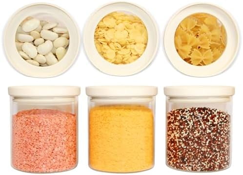 Glass Food Storage Jar with Glass Lid, Food Canister Set with Airtight ...