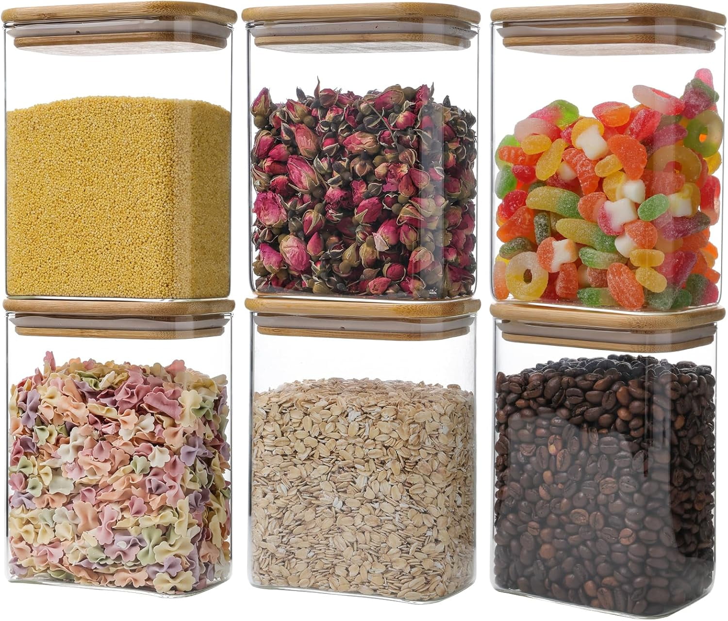 Glass Food Storage Jars 150 Set of 2,Glass Storage Containers Clear ...