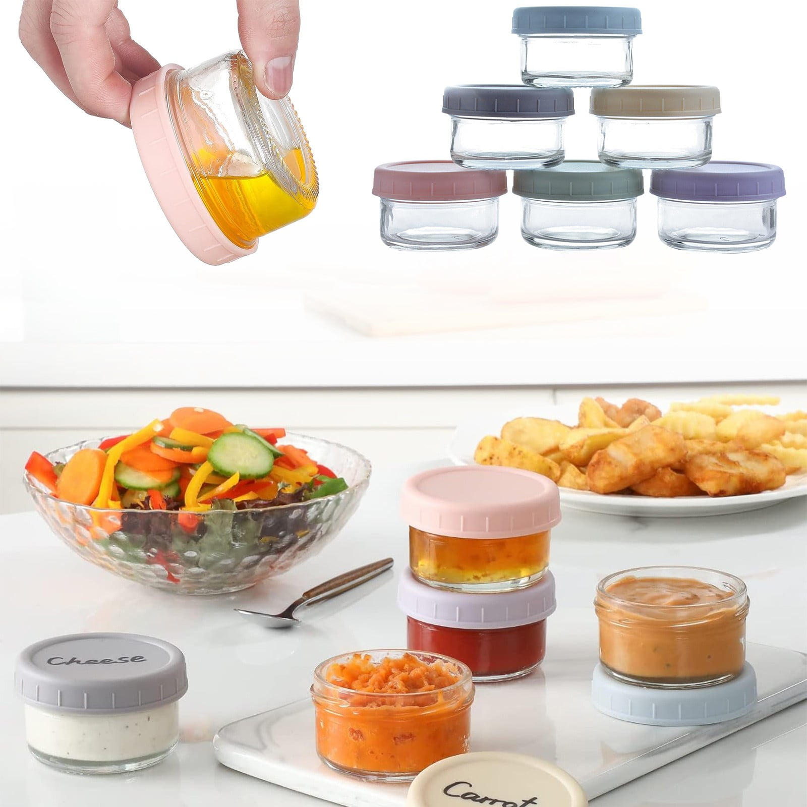 Glass Food Storage Jars Airtight Leakproof Kitchen Pantry Organization ...