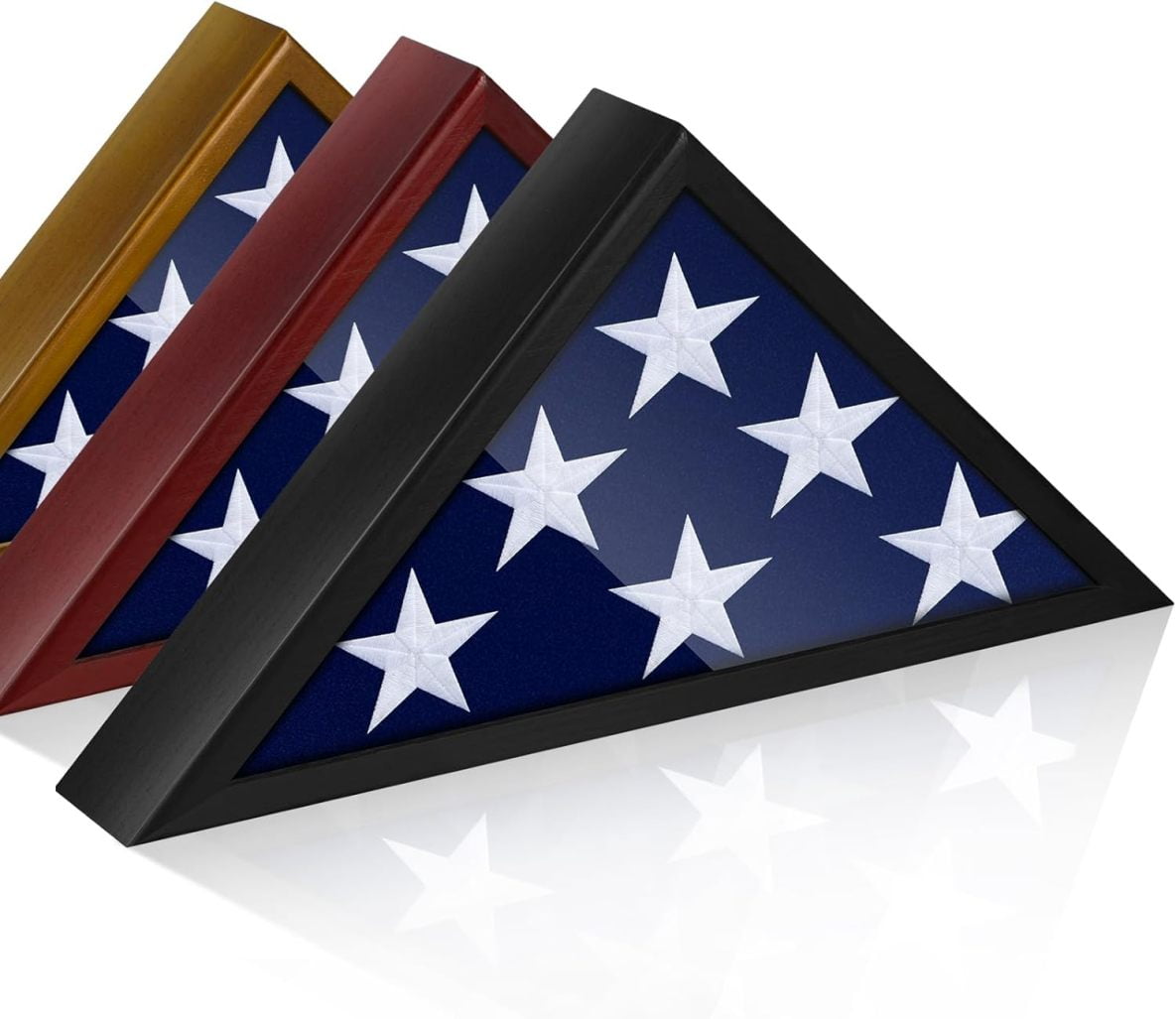 Glass Front Flag Display Case for 5' x 9.5' Folded Burial Flag, Black ...
