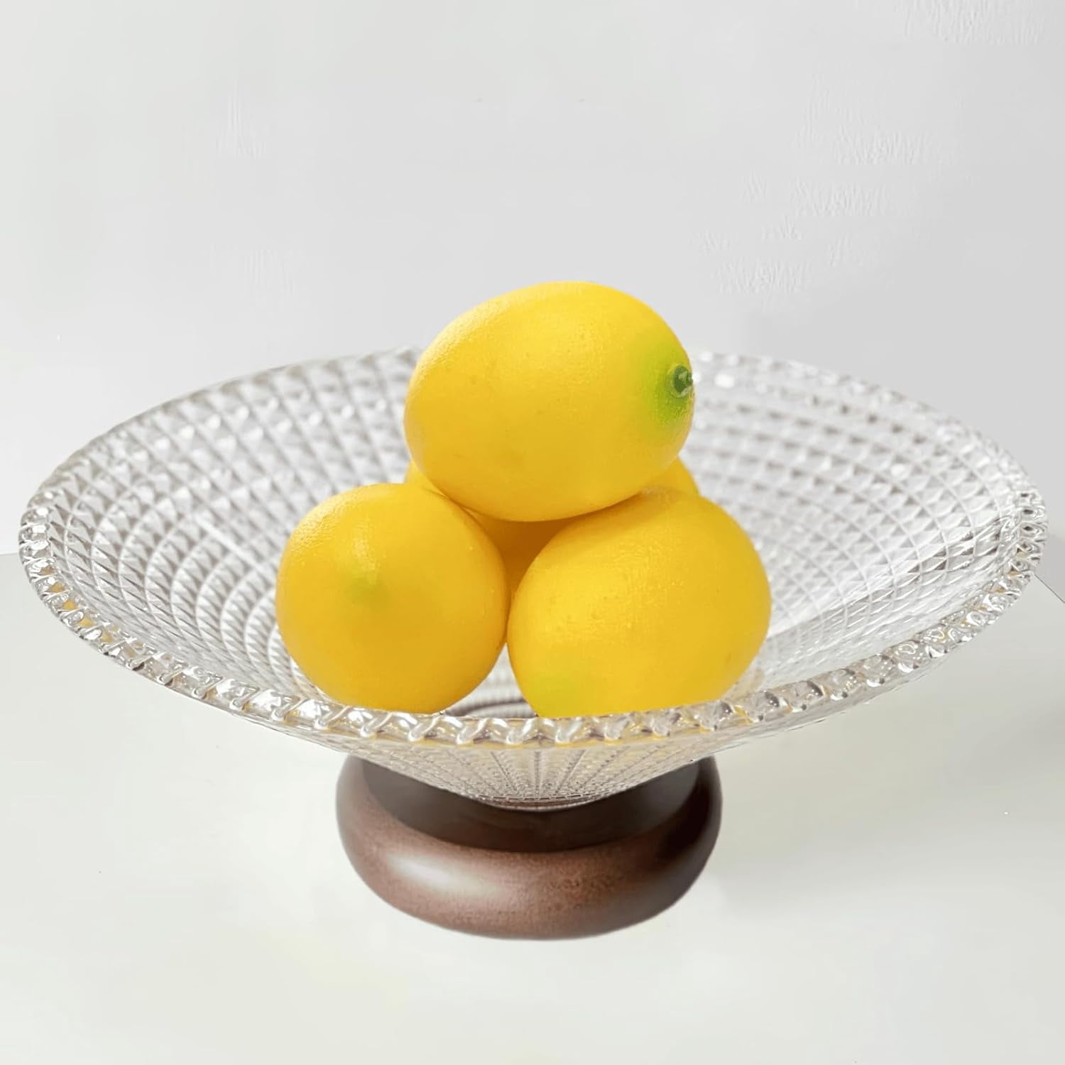 Glass Fruit Bowl, 9.8" Large Decorative Shallow Bowl for Kitchen ...
