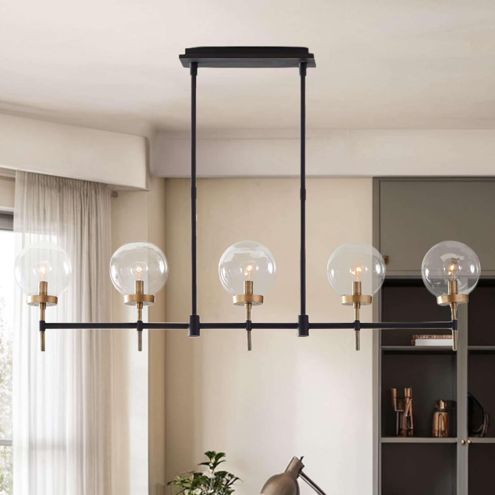 Glass Globe Linear Chandelier, Camryn Glass Globe Linear Chandelier ...