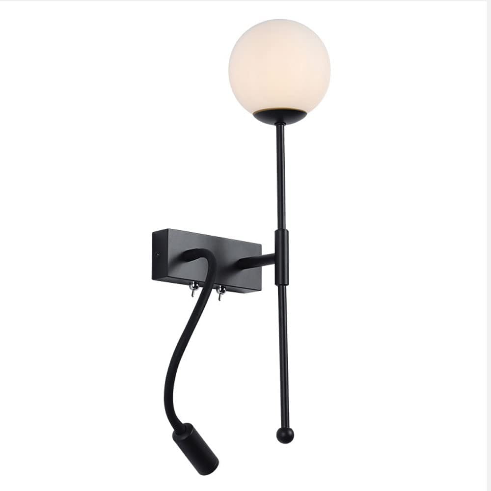 Glass Globe Wall Light Modern Wall Lamp Long Arm Metal Wall Sconce with ...