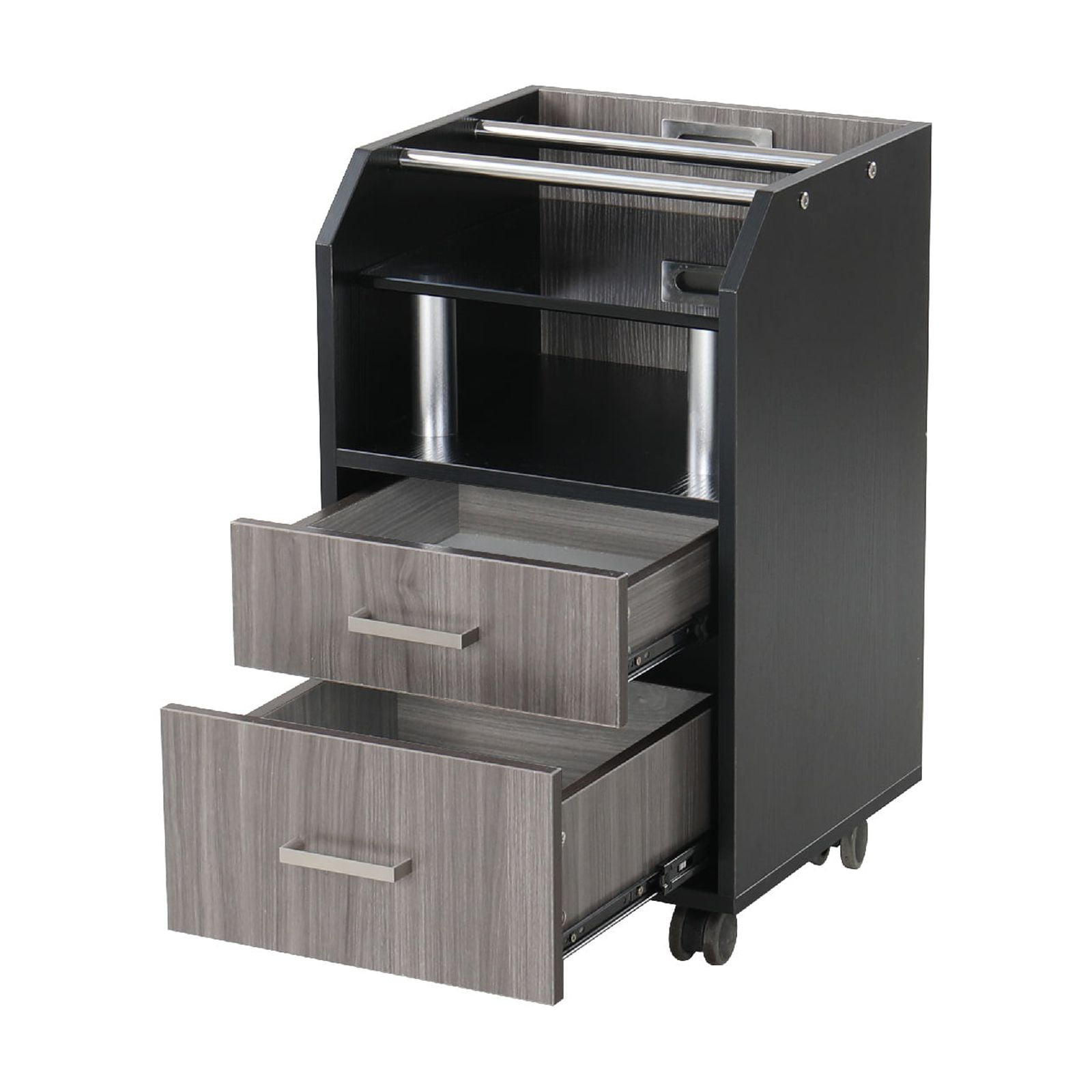 Glass Glow Pedicure Trolley Black/Dark Gray Cart for Nail Salon ...