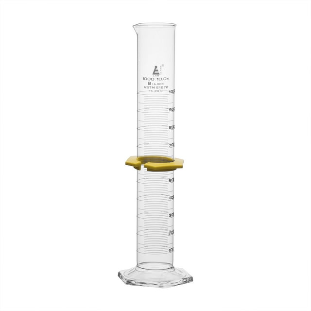 Glass Graduated Cylinder, 1000mL - Class B - Hexagonal Base - White ...
