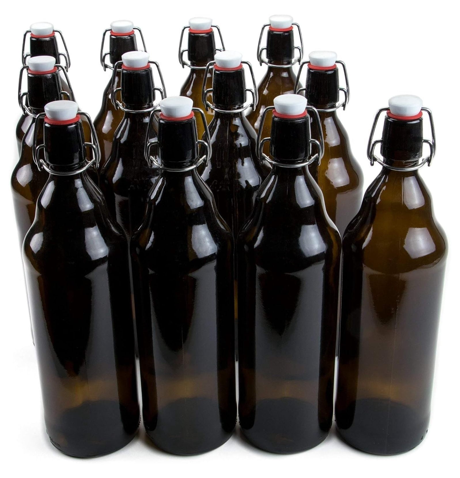 Glass Grolsch Beer Bottles (12-pack, 33.8 oz./1000 mL) Airtight Seal ...