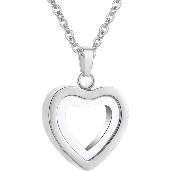 Glass Heart Cremation Urn Necklace for Ashes Stainless Steel Memorial ...