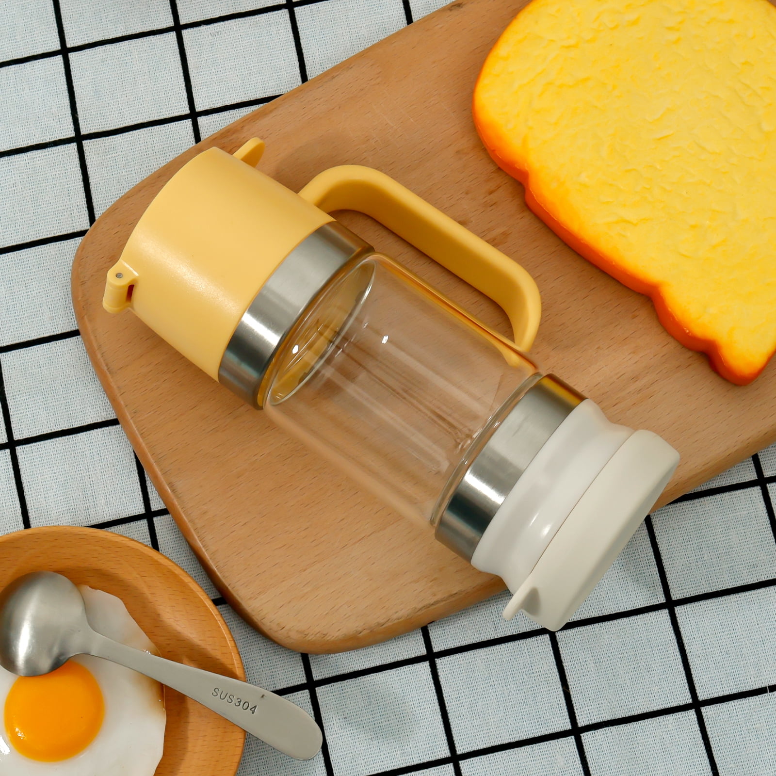 Glass Honey Dispenser with Handle No Drip Honey Dispenser Jar Elegant ...