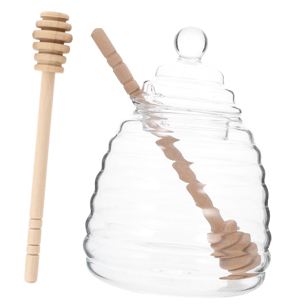 Glass Honey Jar High Borosilicate Syrup Container with Lid Transparent ...