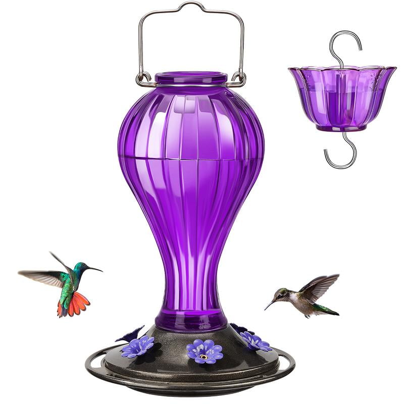 Glass Hummingbird Feeder 24 Ounces, 6 Feeding Ports, Hanging Bird ...