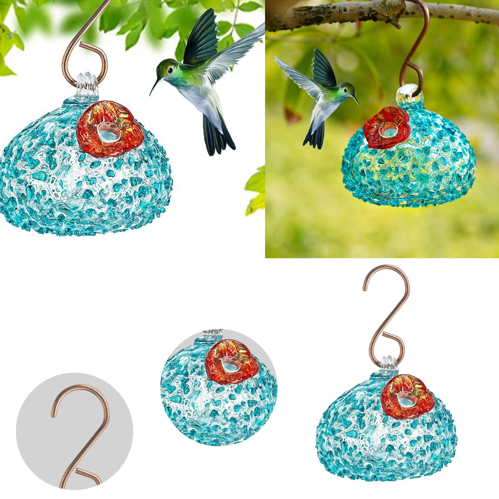 Glass Hummingbird Feeder Hanging Outdoor Garden Hat Shape Decoration ...