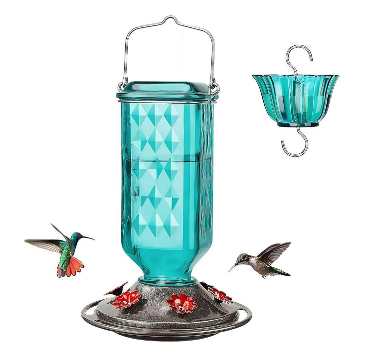 Glass Hummingbird Feeder for Outdoors Hanging,24 OZ Humming Birds ...