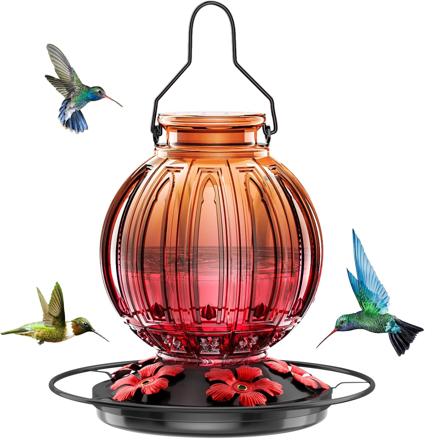 Glass Hummingbird Feeder for Outdoors Hanging, 26Oz Bird Nectar Feeder ...