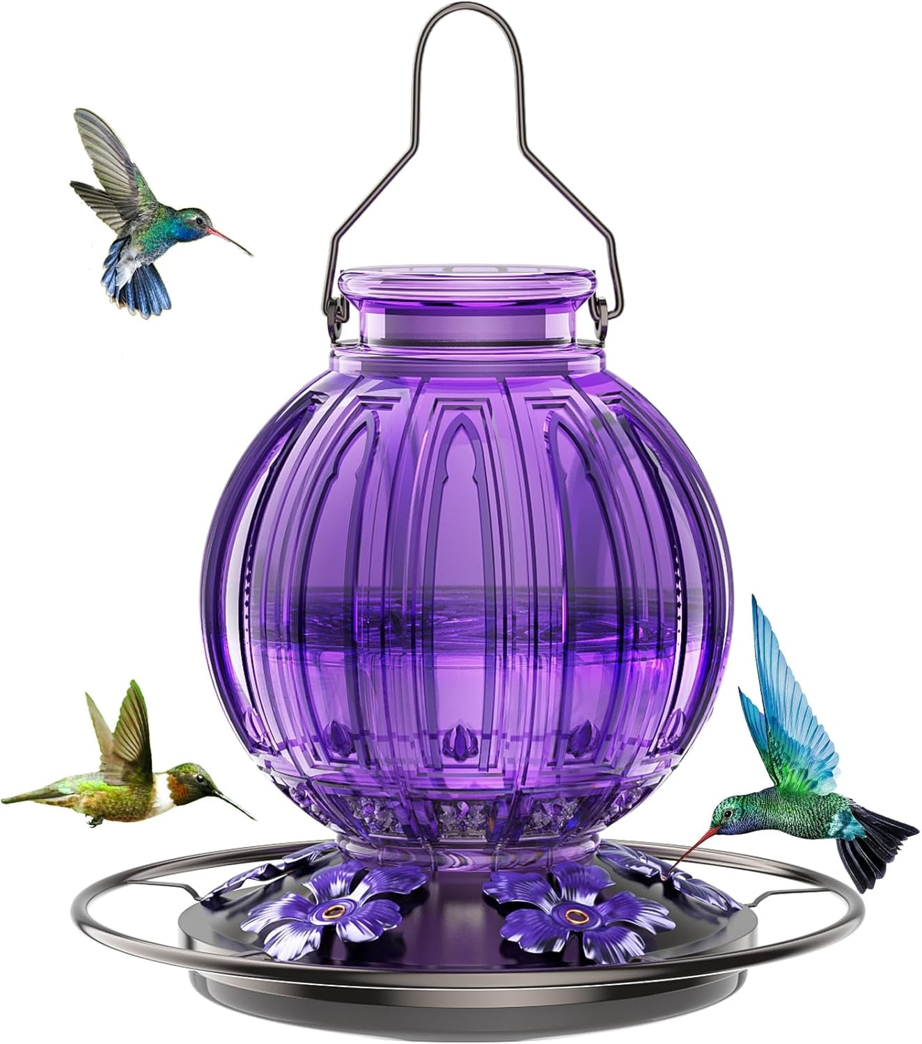 Glass Hummingbird Feeder for Outdoors Hanging, Bird Nectar Feeder with ...