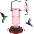 Glass Hummingbird Feeders for Outdoors, 16 OZ Pink Hummingbird Feeder ...