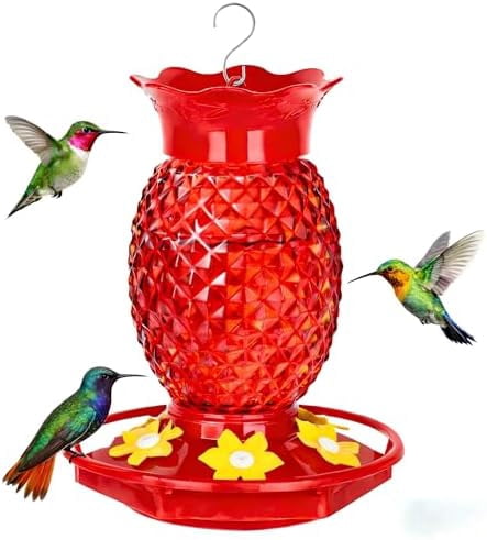 Glass Hummingbird Feeders for Outdoors Hanging Ant and Bee Proof 16OZ 1 ...