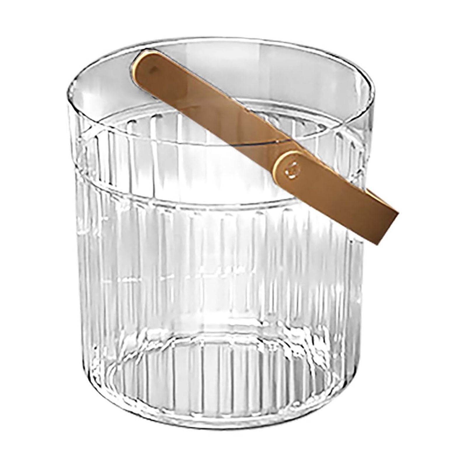 Glass Ice Bucket , Ice Tong Scooper And Handle - Ribbed Beverage Tub ...