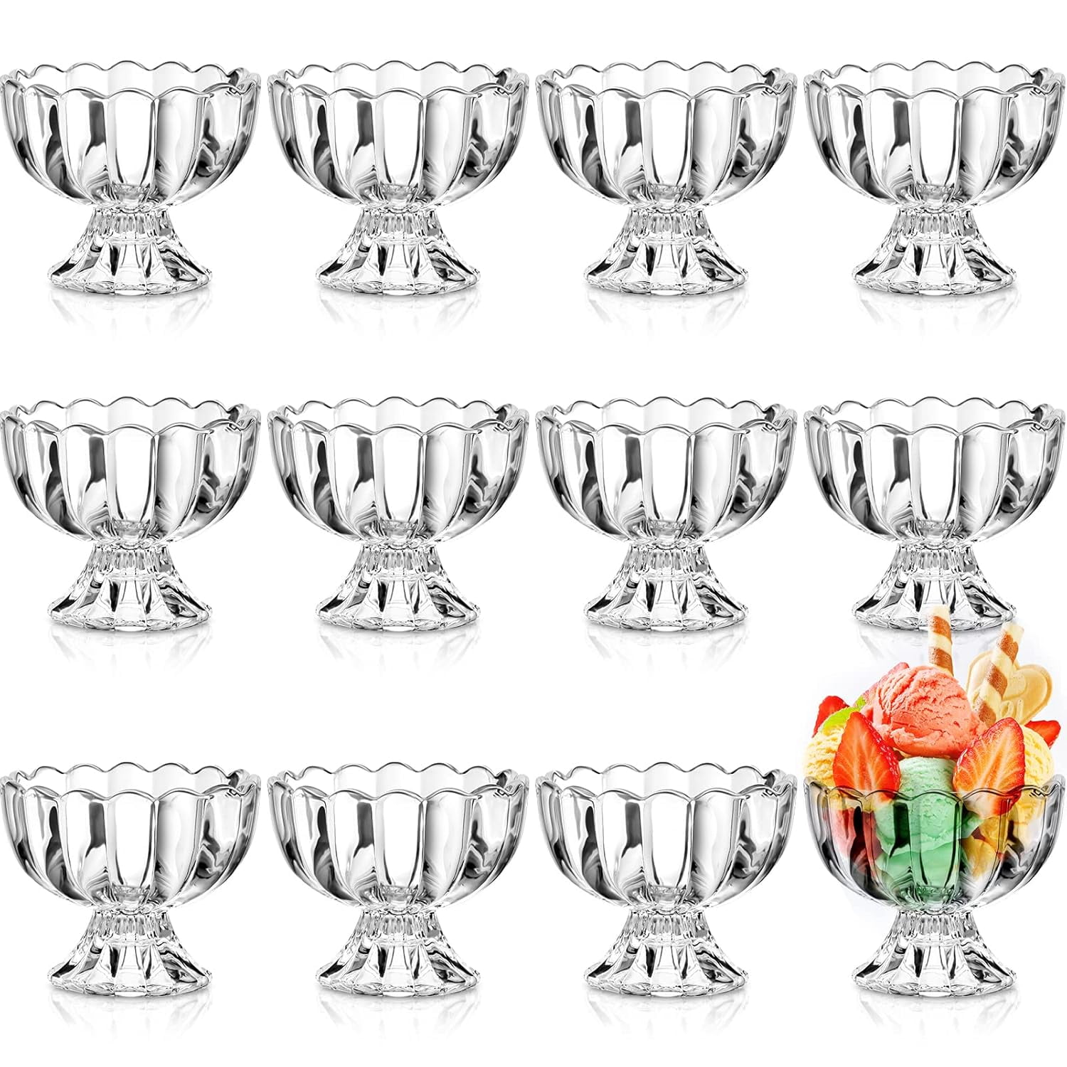 Glass Ice Cream Bowls Set Tulip Clear Glass Bowls 3468 oz Footed Small ...