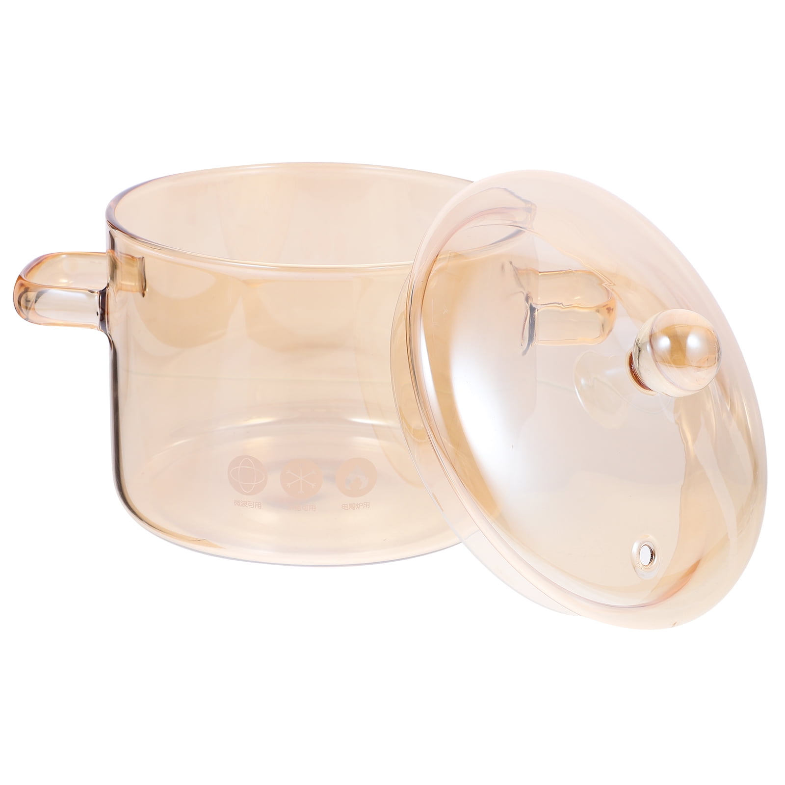 Glass Instant Noodle Pot Flat Skillet Pans Stew Pot for Restaurants Wok ...