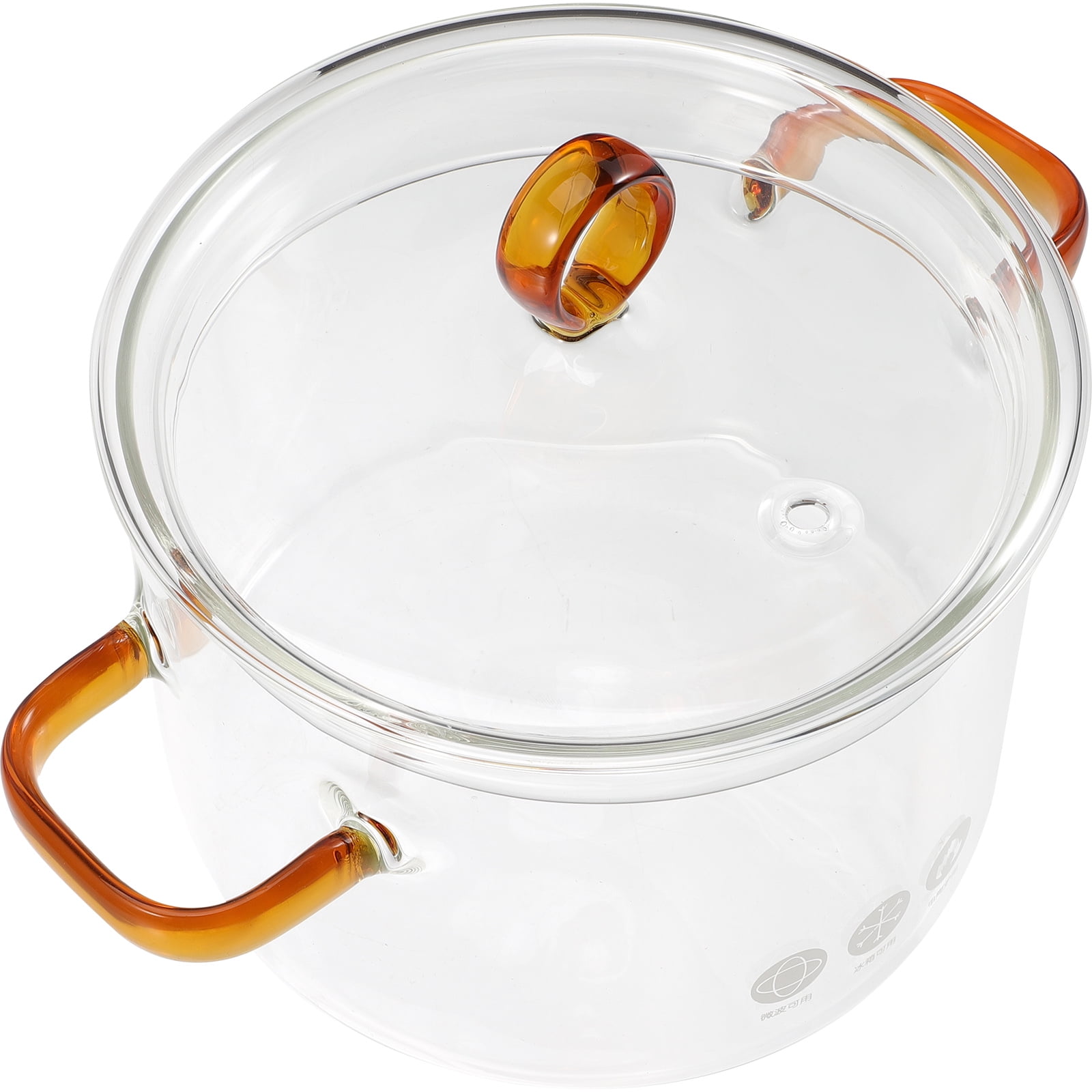 Glass Instant Noodle Pot With Lid, Stainless Steel Griddle, Clear ...