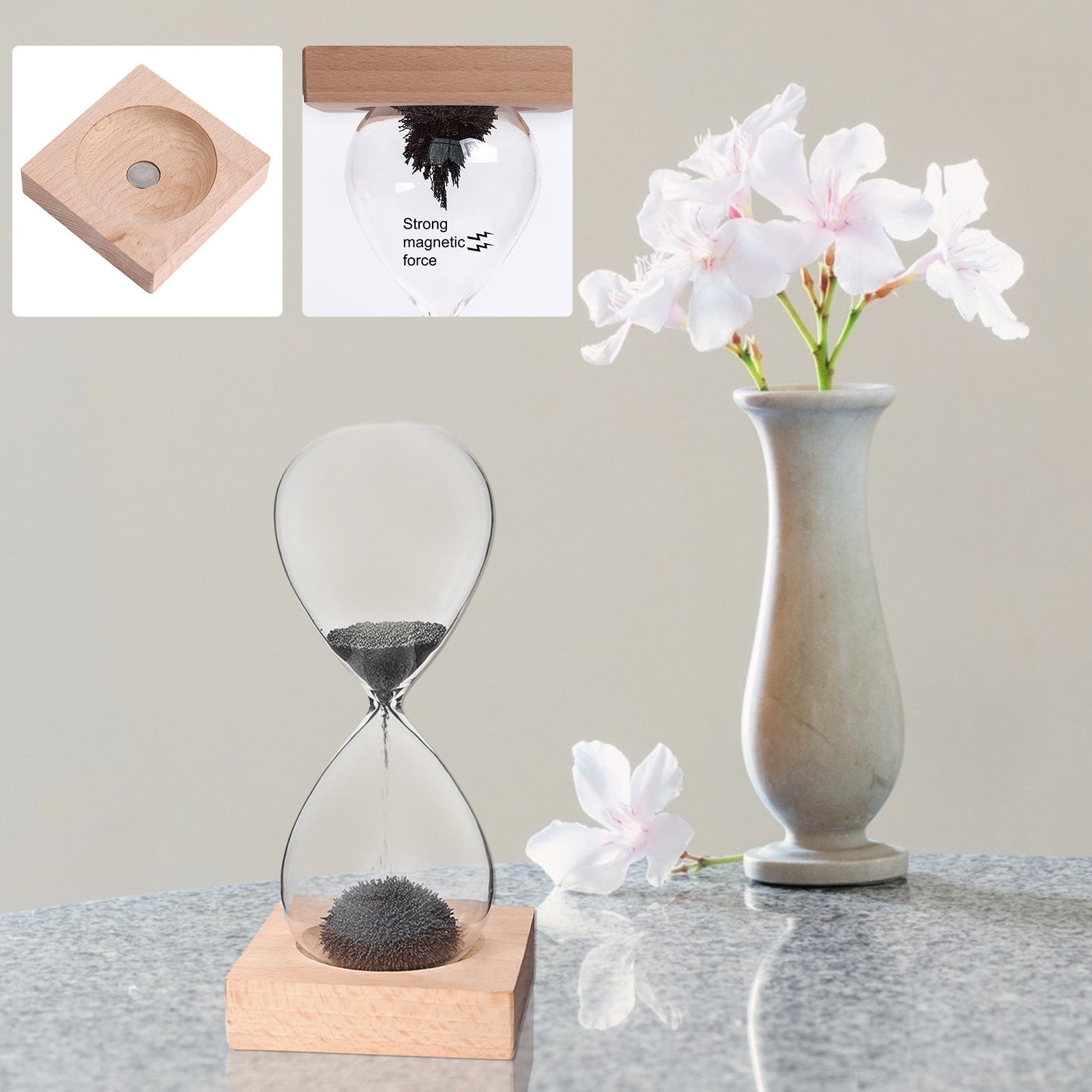 Glass Iron Powder Magnetic Hourglass Creative Craft Hourglass ...