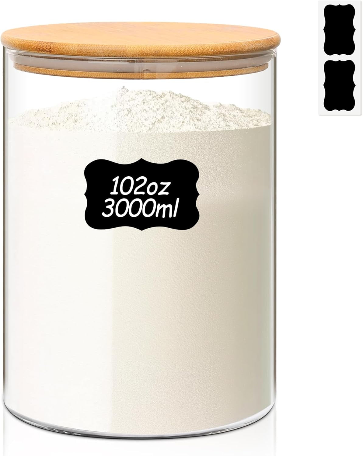 Glass Jar with Airtight Lid (102 oz/3 liter), Large Glass Coffee ...