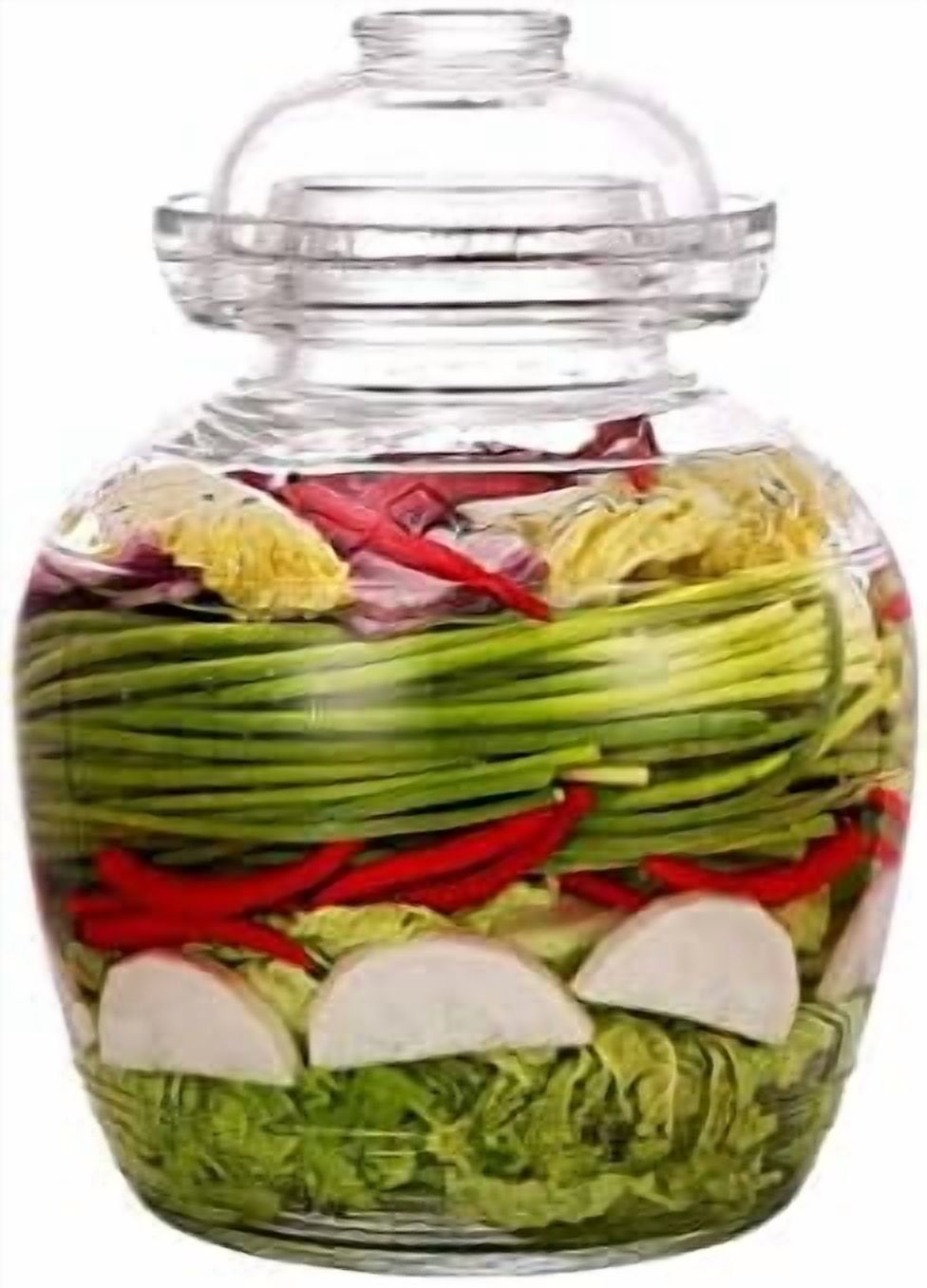 Glass Jar with Lid 2.5 Liter Fermentation Jar, Traditional Fermenting Crock Kit with Water Seal ...
