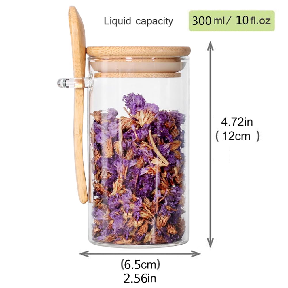 Glass Jar With Lid And Spoon 8pack 10 Oz Tea Containers For Loose Leaf ...
