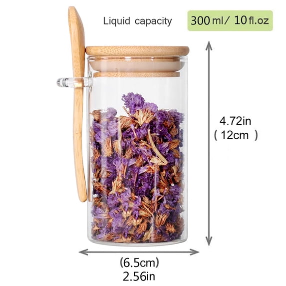 Glass Jar With Lid And Spoon 8pack 10 Oz Tea Containers For Loose Leaf ...