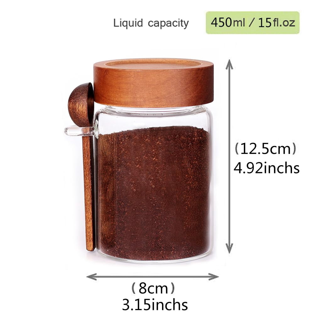 Glass Jar With Screw Lid And Spoon 16 Oz Tea Containers For Loose Leaf ...