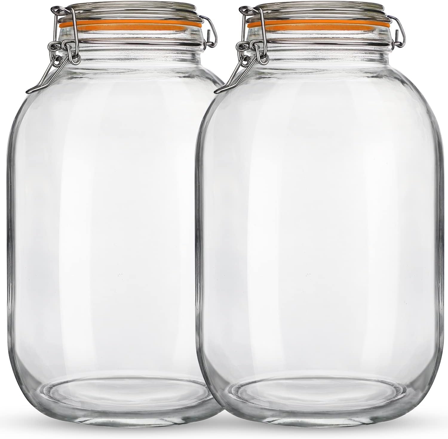 Glass Jars with Airtight Lids, 2 Pack - 1 Gallon Wide Mouth Storage ...
