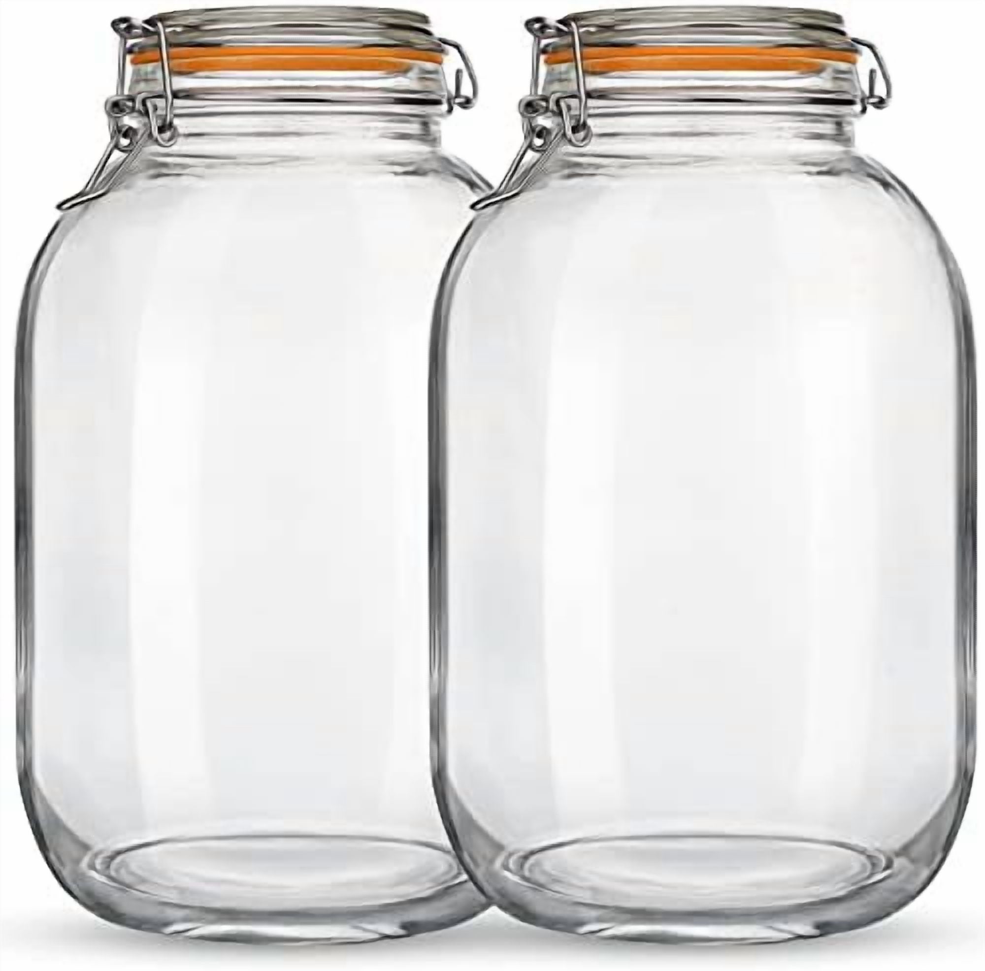 Glass Jars with Airtight Lids, 2 Pack - 1 Gallon Wide Mouth Storage ...