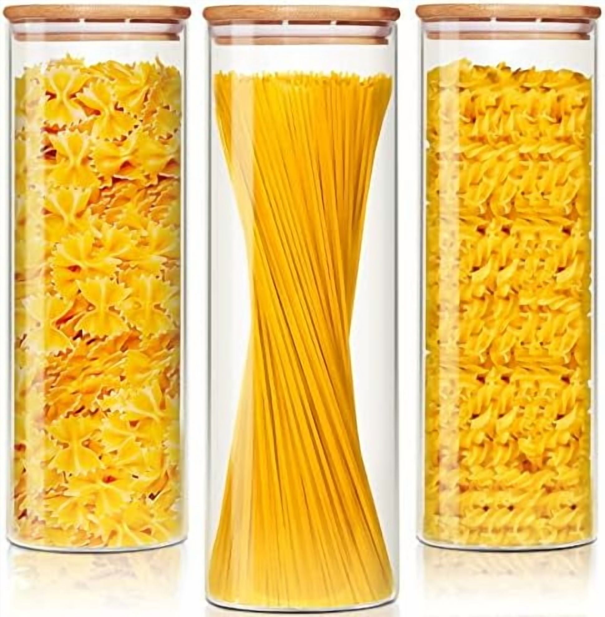 Glass Jars with Bamboo Lids 79 FL OZ [Set of 3], Glass Canisters with ...