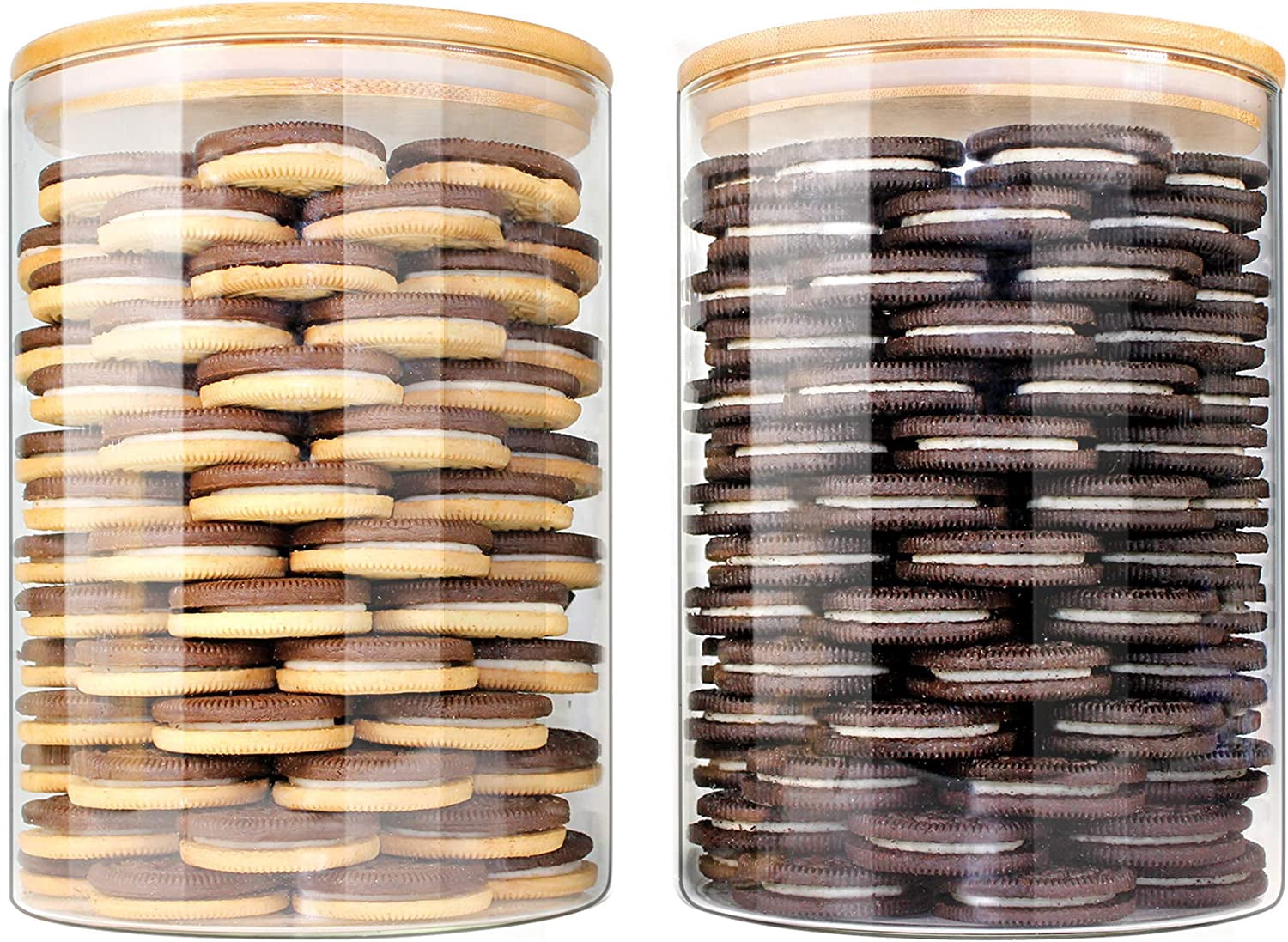 Glass Jars with Bamboo Lids, Glass Food Jars and Canisters Sets, Flour ...