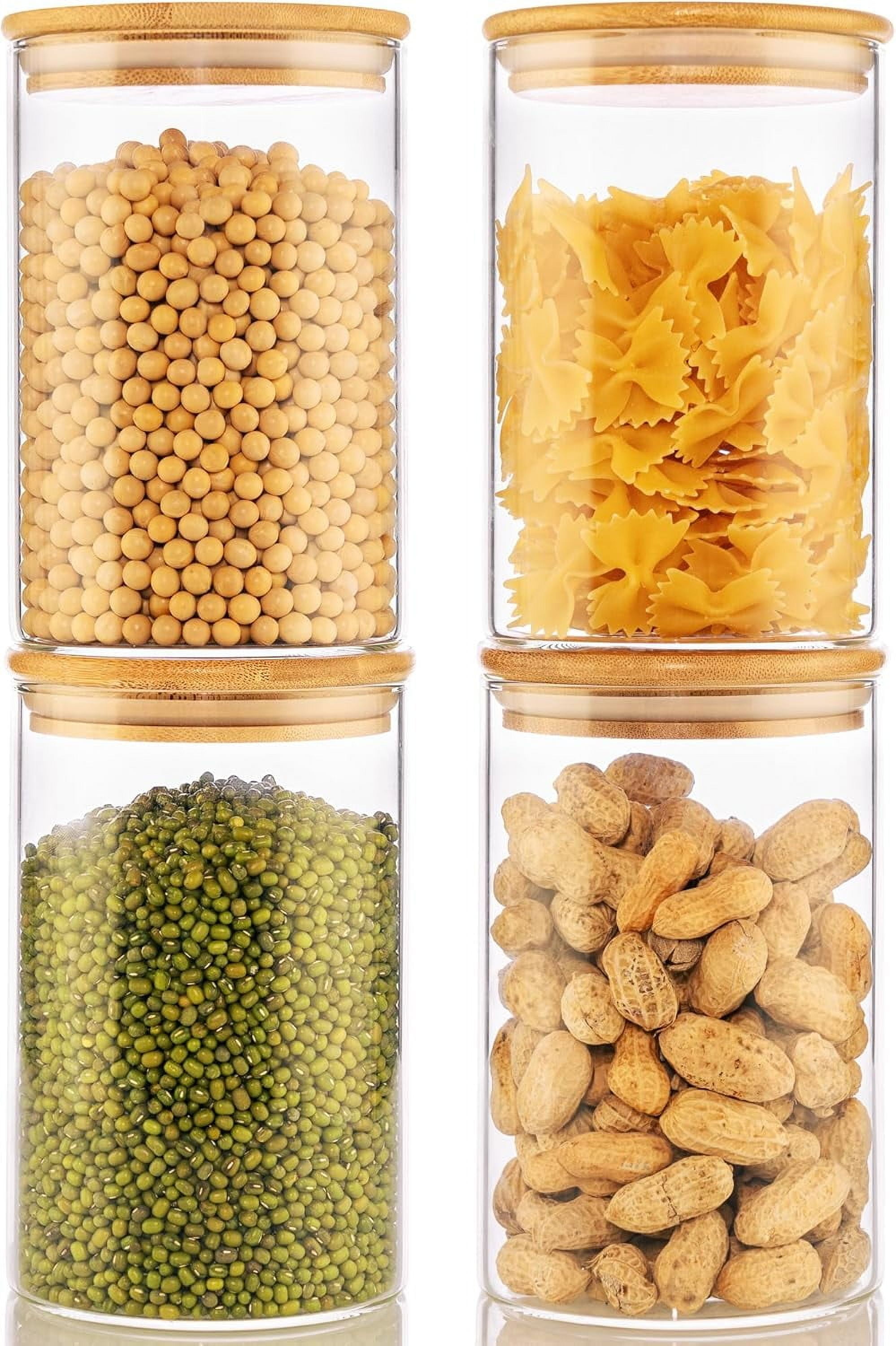Glass Jars with Bamboo Lids, Glass Pantry Storage Containers with ...