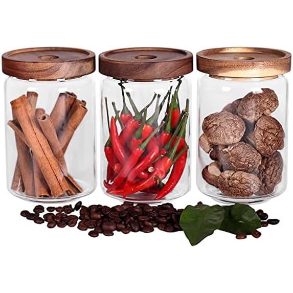 Glass Jars, Food Storage Containers with Airtight Acacia Lids, 20FL OZ ...