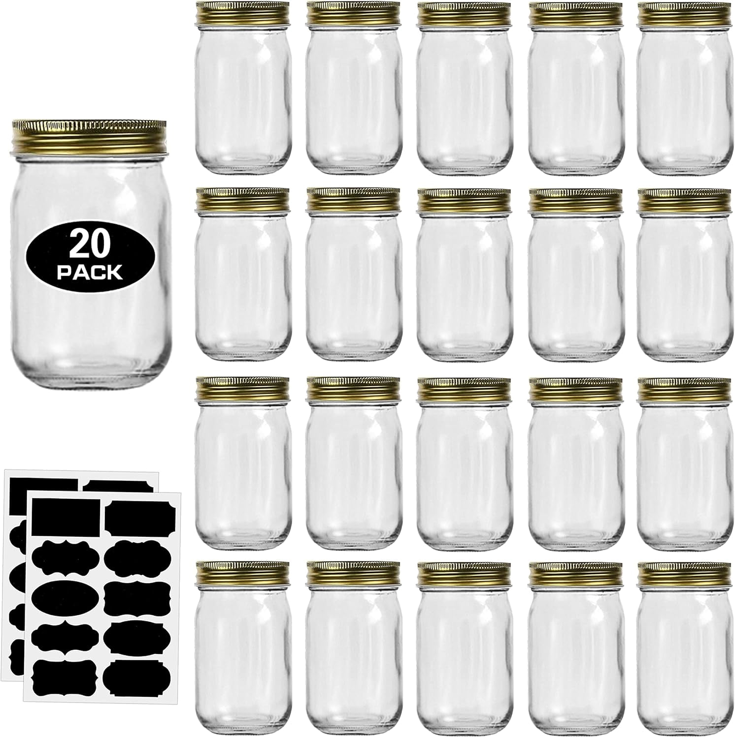 Glass Jars With Lids Regular Mouth Pack -Mason Jars For Crafts, Meal ...