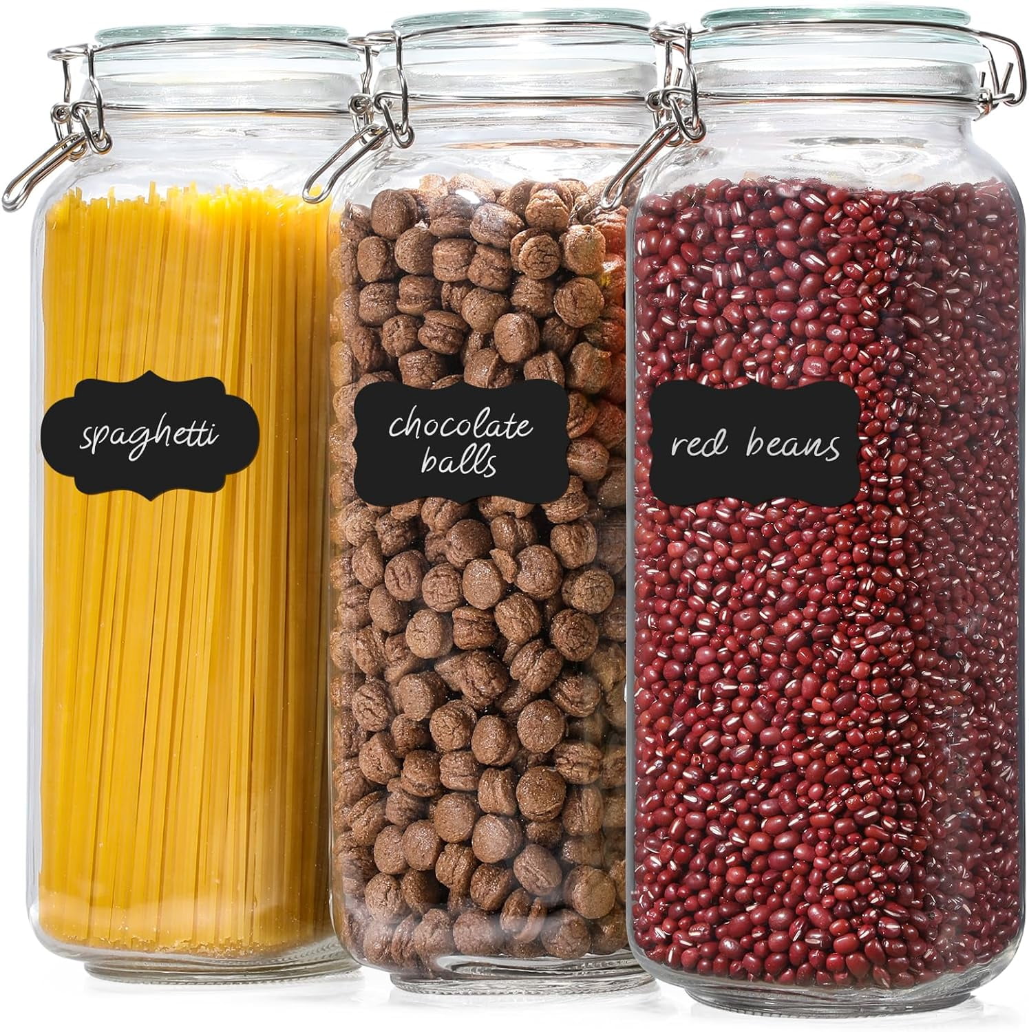 Glass Jars with Sealing Lids, Large Glass Food Storage Jars, Wide Mouth ...