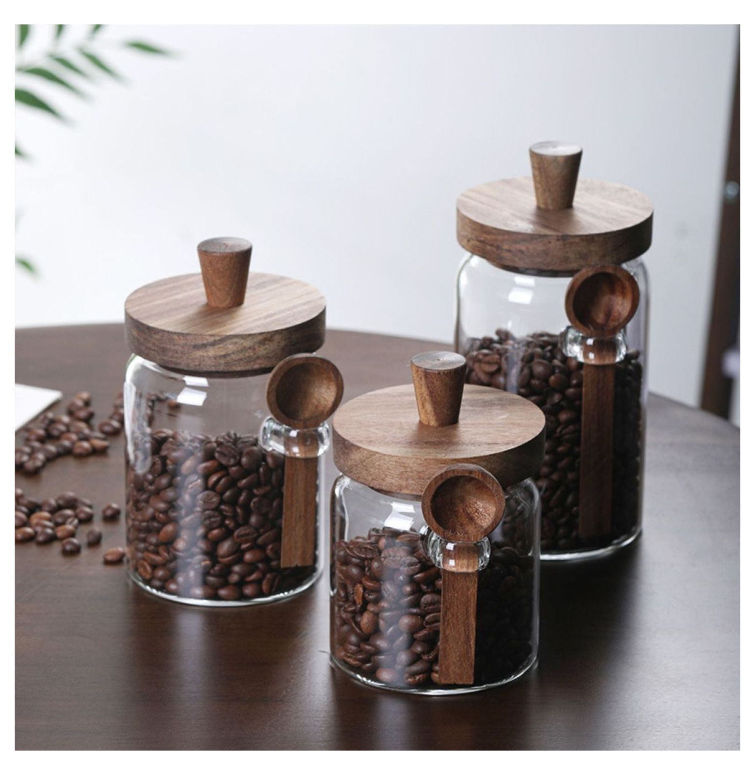 Glass Jars with Spoons - 3 Piece Cookie Jar Set, Candy Storage ...