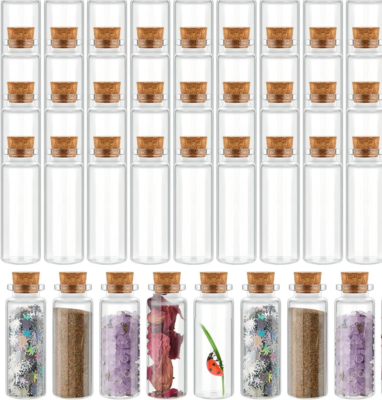 Glass Jars with Cork Lids, Mini Potion Bottles, Tiny Wishing Vial Spell ...