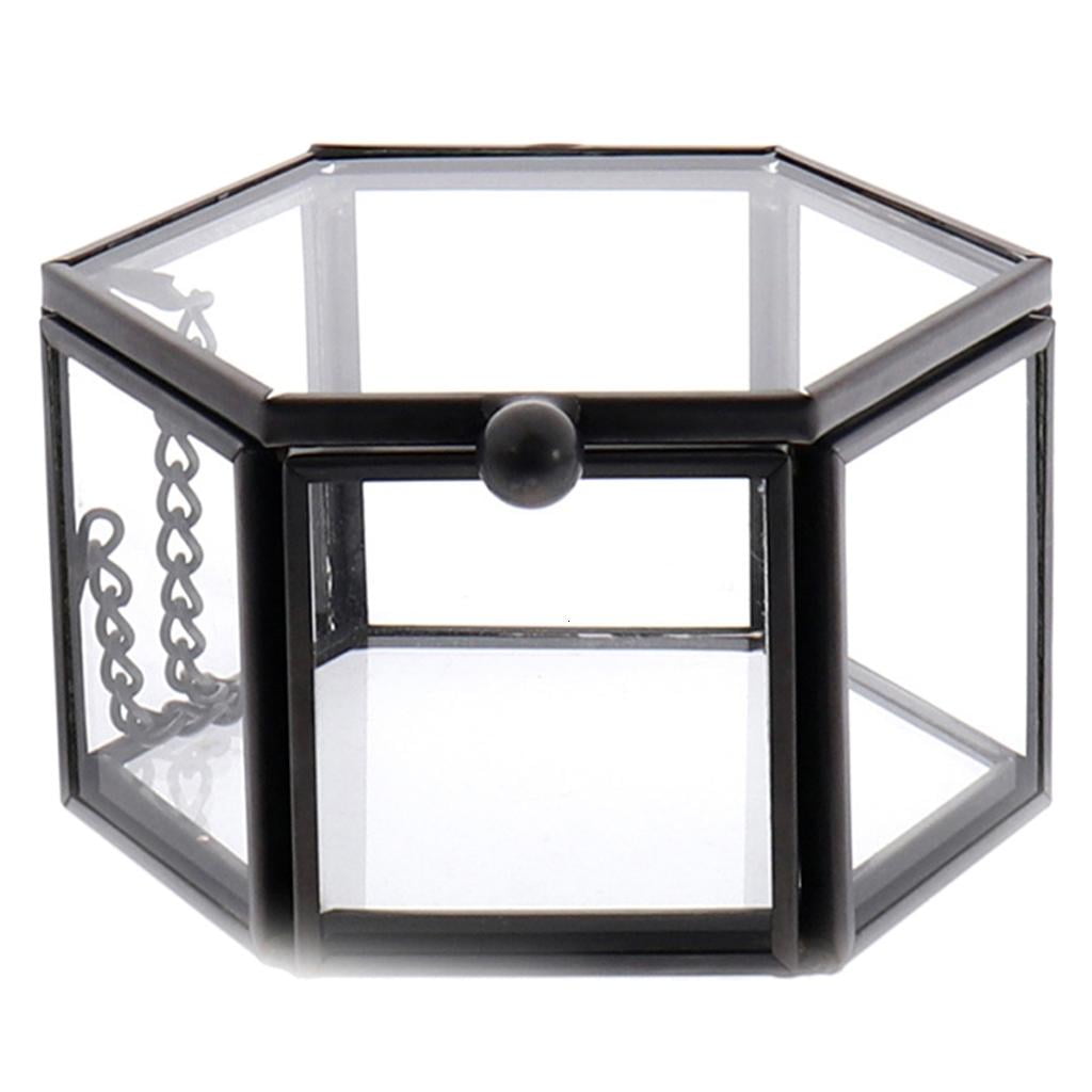 Glass Jewelry Box Clear Jewelry Box Clear Container Hexagon Storage ...