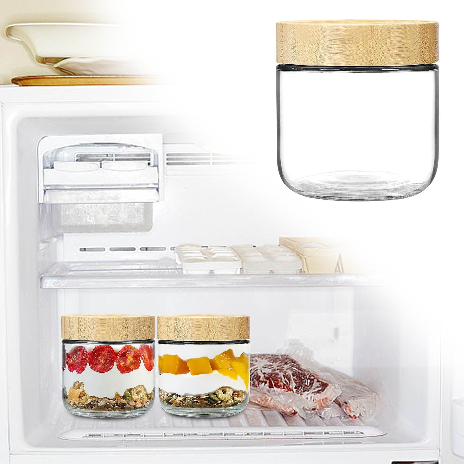 Glass Kitchen Cereal Storage Jar | Airtight Yogurt Cup Canister | Dry ...