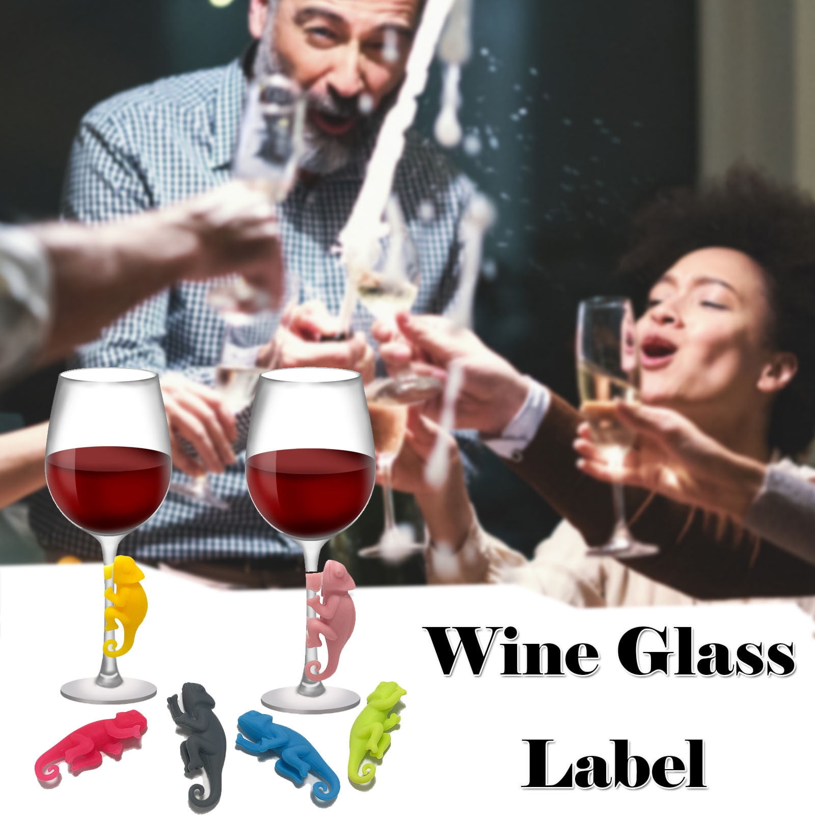 Glass Label Recognizer with Silicone Gel for Red Wine Glasses, Cups ...